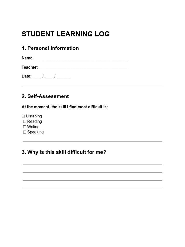 ? Student Learning Log | PDF