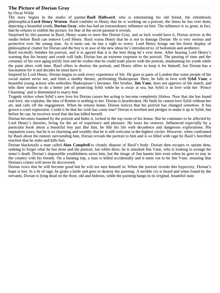 The Picture of Dorian Gray | PDF | The Picture Of Dorian Gray