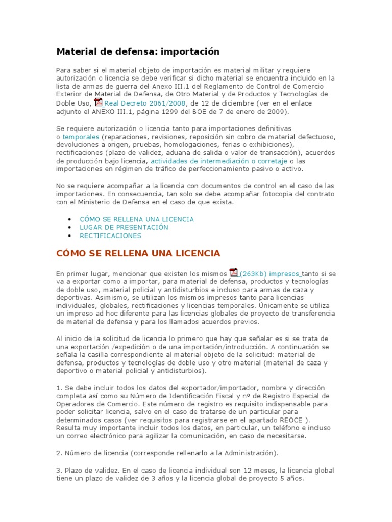 Guía para Licencias de Importación de Defensa | PDF | aduana | El ...