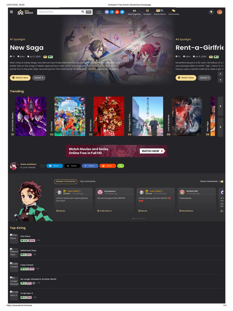 Aniwatch Free Anime Streaming Homepage | PDF