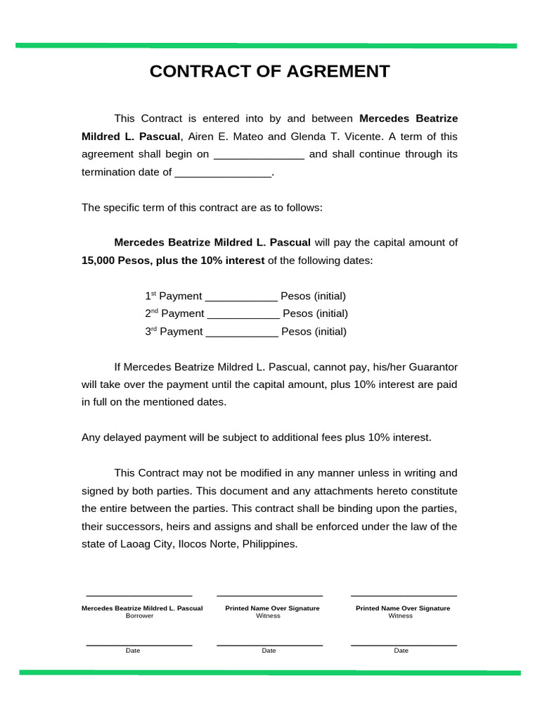 CONTRACT OF AGREMENT Lending | PDF | Interest | Common Law