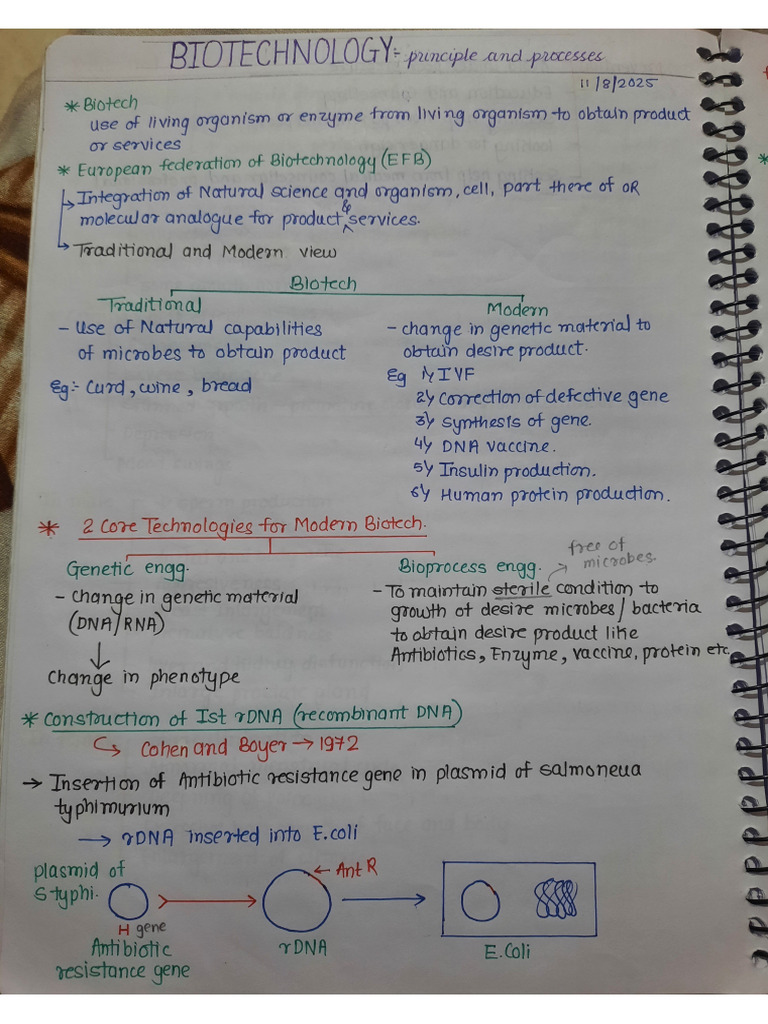 Biotech 1 Handwritten Ncert Based Notes For Neet Best Quality | PDF