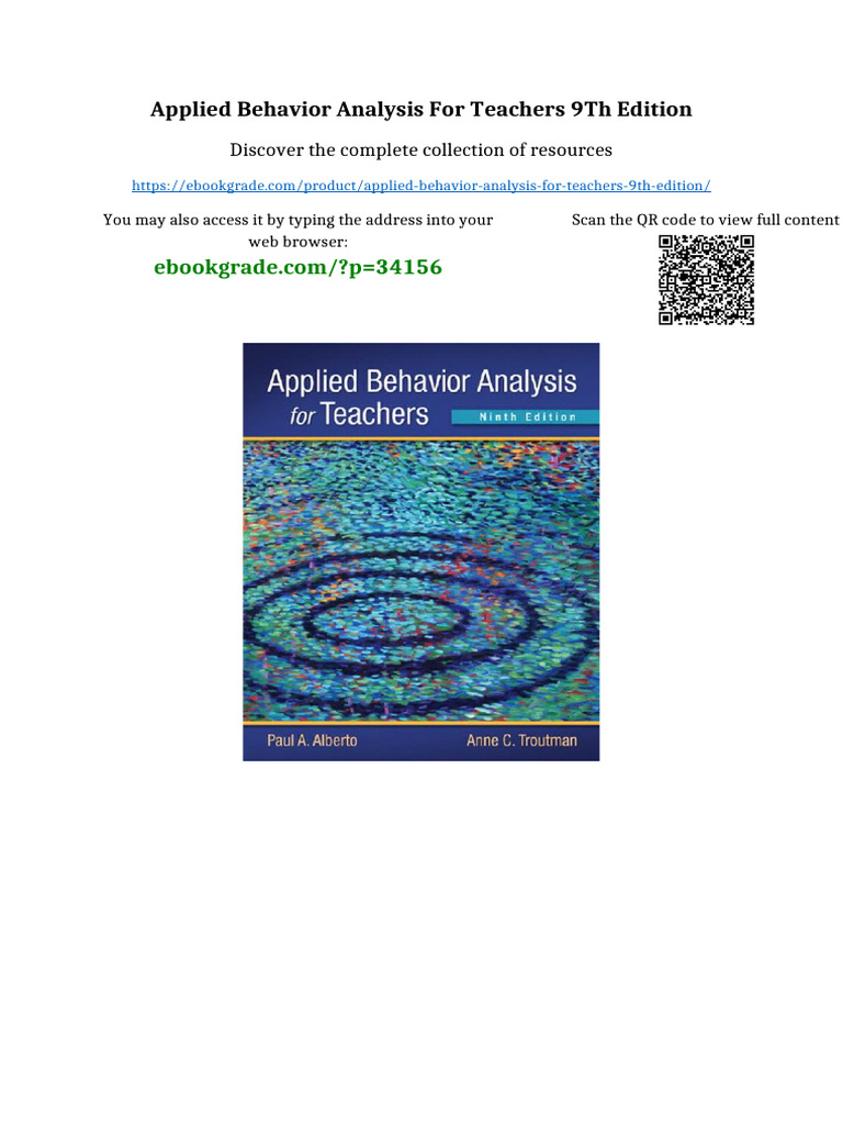 Applied Behavior Analysis For Teachers 9th Edition Complete Edition ...