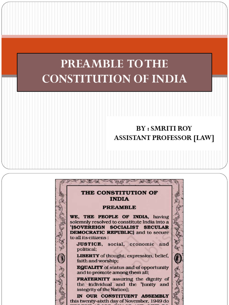 Preamble To The Constitution of India | PDF | Government | Political ...