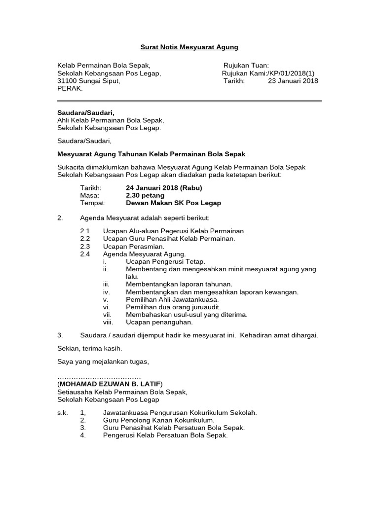 005 Surat Notis Mesyuarat Agung | PDF