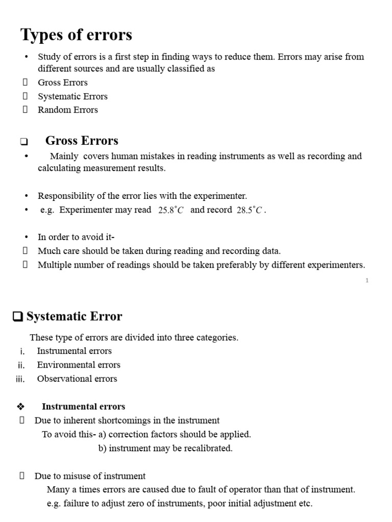 Types of Errors | PDF | Errors And Residuals | Observational Error