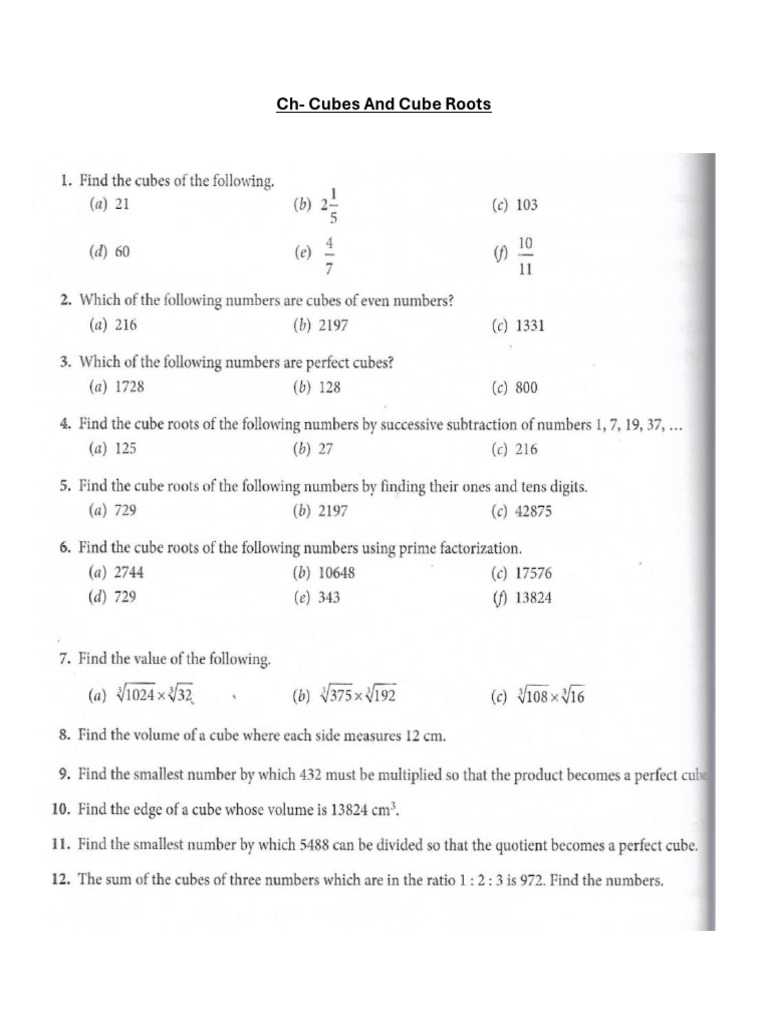 Cubes and Cube Roots | PDF