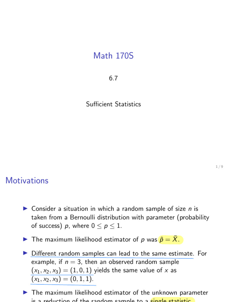 6 7+-+Sufficient+Statistics | PDF | Probability | Probability Theory
