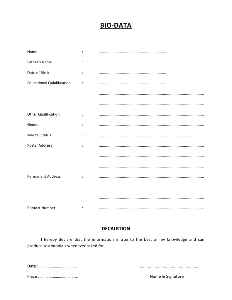 Personal Information Form | PDF
