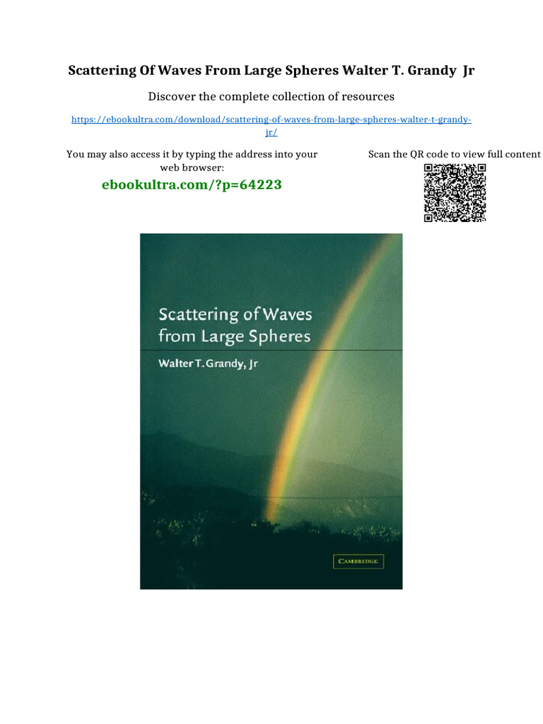 Scattering of Waves From Large Spheres Walter T. Grandy JR: Discover ...