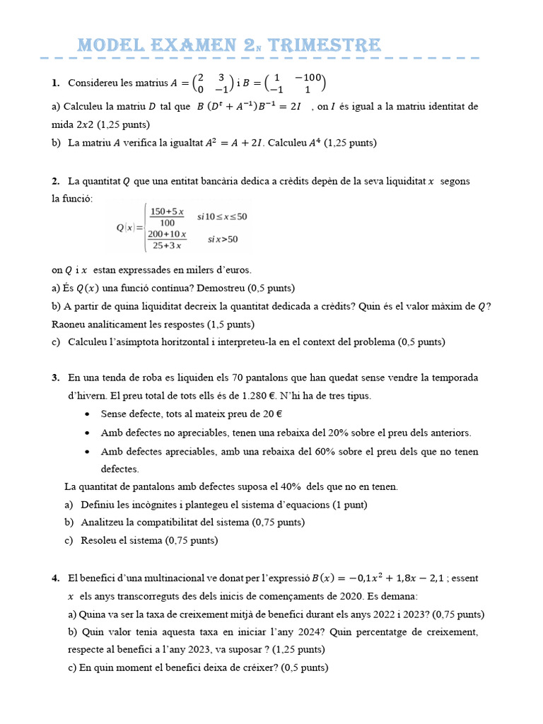26-02-09 Model Examen 2a Aval | PDF
