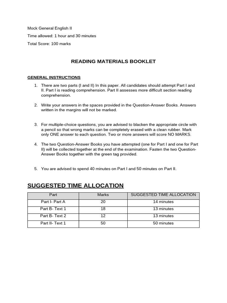 General English II | PDF | Reading Comprehension | Multiple Choice