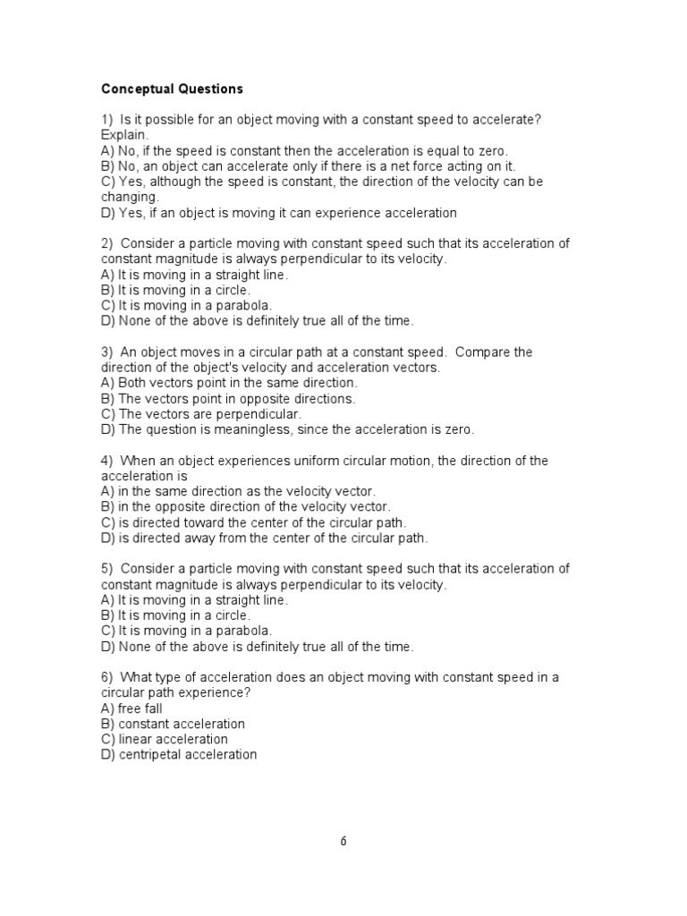 Multiple Choice 3 Circular Motion | PDF | Acceleration | Velocity