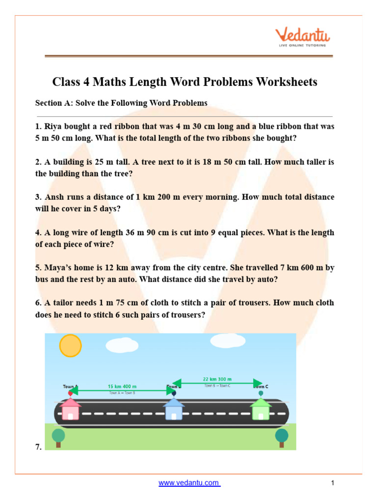 Class 4 Maths Length Word Problems Worksheet Free PDF | PDF