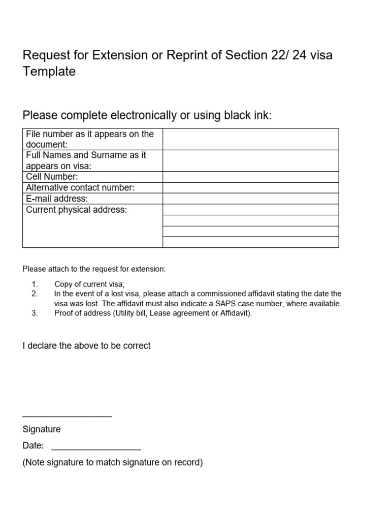 Request For Extension of Visa DHA Template May 2021 | PDF