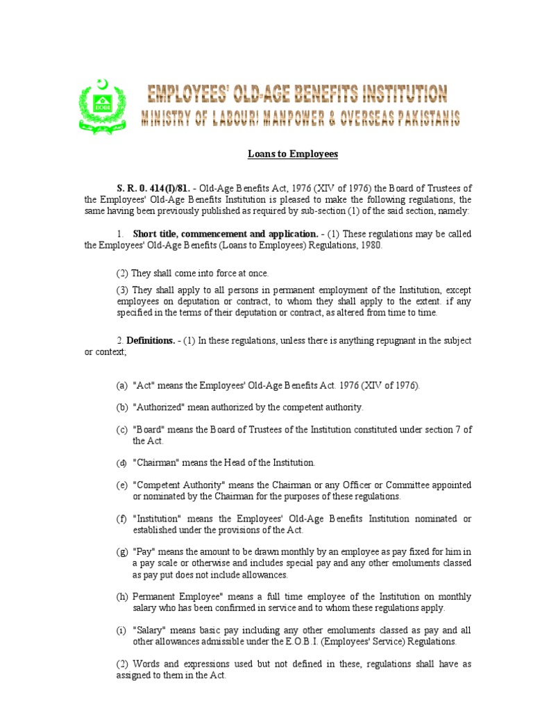 Eobi Loan Reg | PDF | Loans | Interest