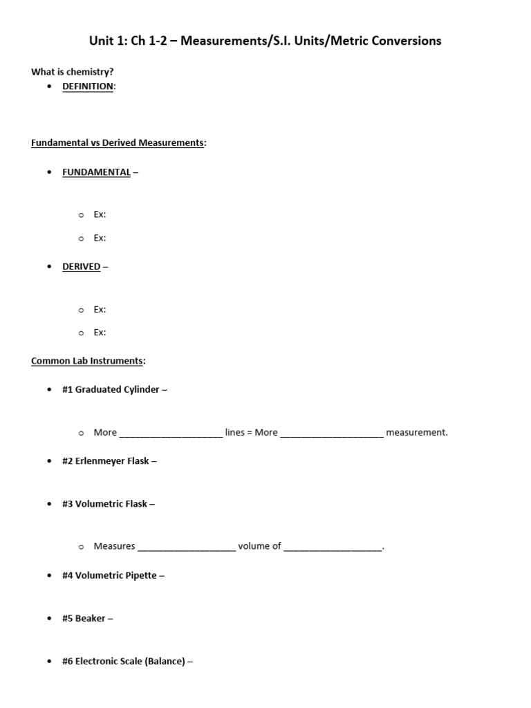 Copy of SI Units - Measurements - Metric Conversions Notes | PDF