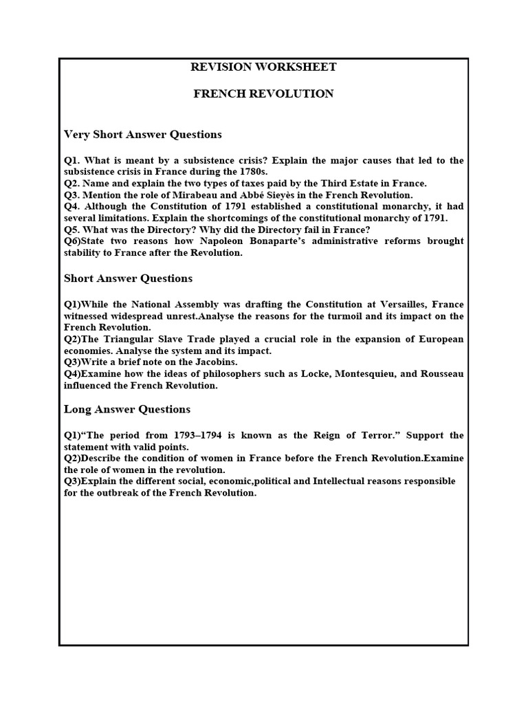 French Revolution Worksheet-20260206125927 | PDF | French Revolution ...