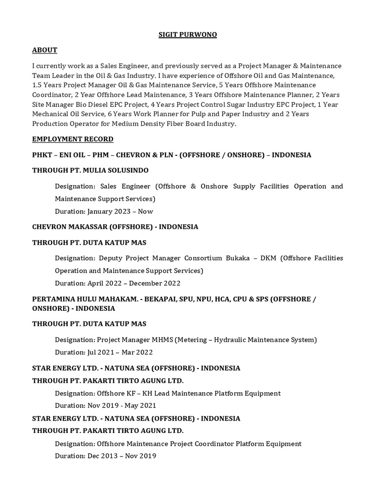 CV of Sigit Purwono Year 2023 | PDF
