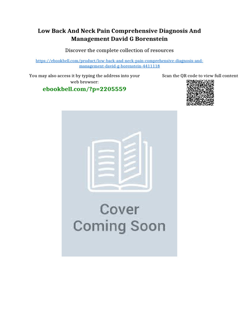 Low Back and Neck Pain Comprehensive Diagnosis and Management David G ...