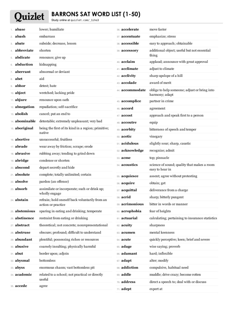 Barron's 3500 SAT Vocabulary List | PDF | Religion And Belief