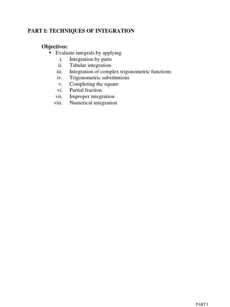 01 - Chap1 - Integration by Parts & Tabular Integration | PDF | Integral | Functions And Mappings