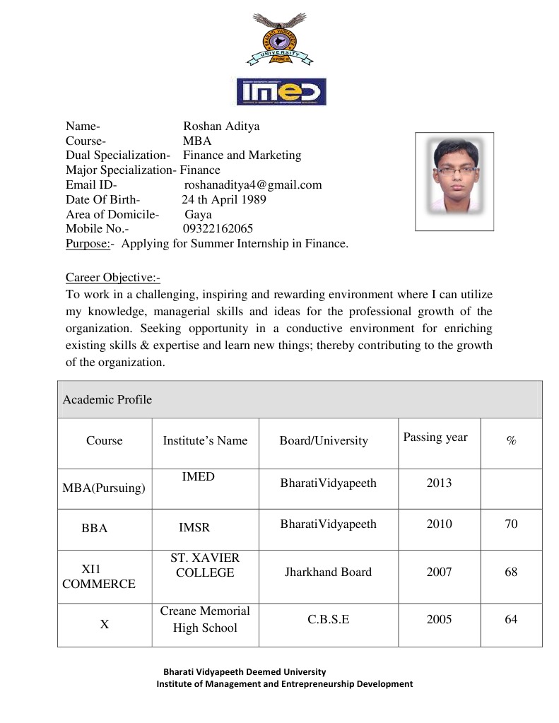 Resume of Roshan Aditya | PDF | Business