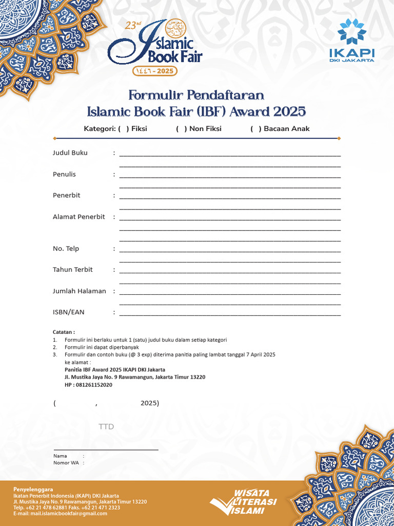 Formulir IBF Award 2025 | PDF