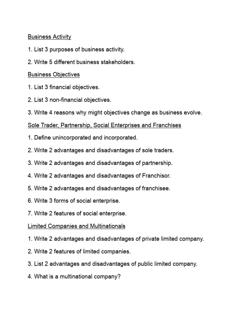 Business Igcse Point Based | PDF | Franchising | Business