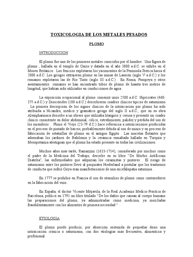 Tox. Metal Pesado | PDF | Manganeso | Dirigir