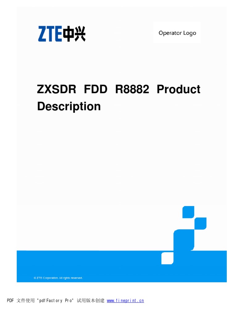 ZXSDR FDD R8882 Product Description | PDF | Lte (Telecommunication ...