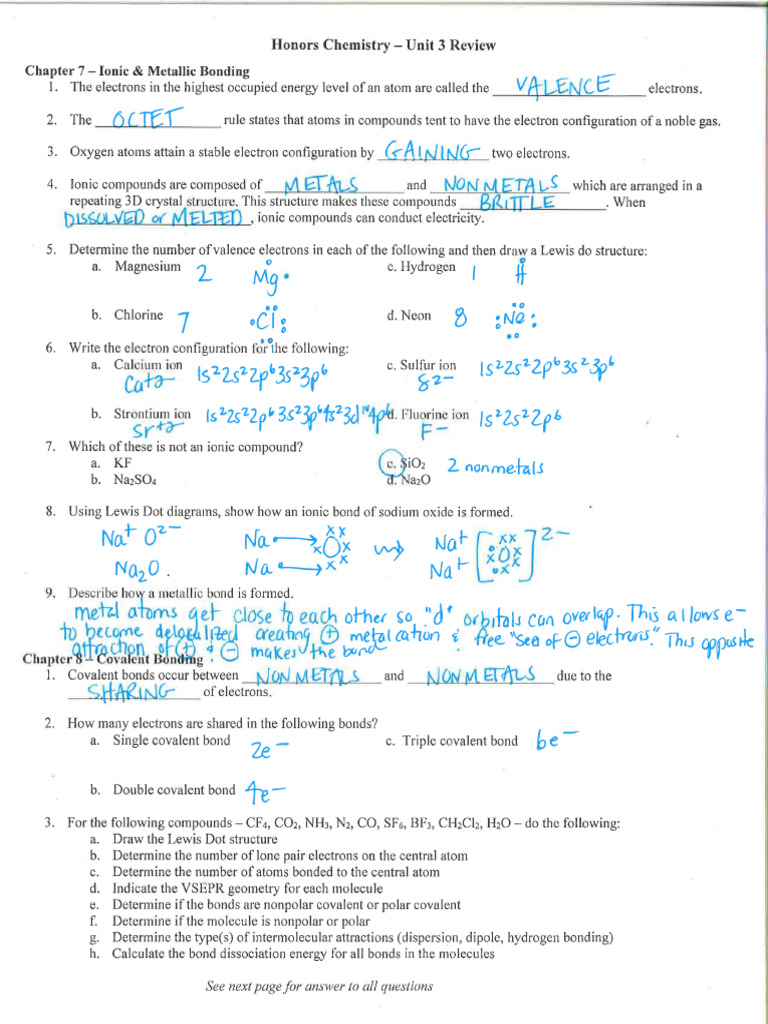 Unit 3 Review Sheet Honors KEY | PDF