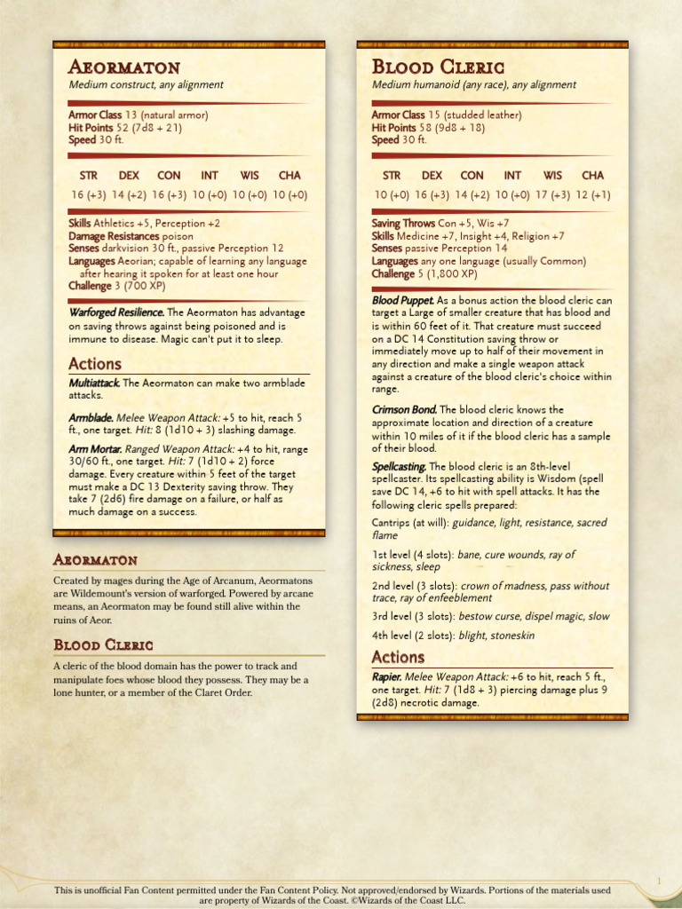Monsters of Wildemount - GM Binder | PDF | Dungeons & Dragons | Gary ...