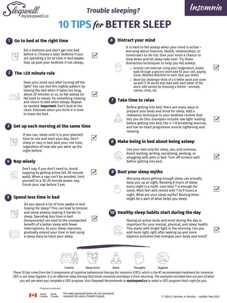 10 TIPS For BETTER SLEEP Revision May 2025 | PDF | Sleep | Insomnia