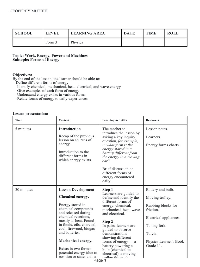 Physics Form 3 | PDF | Kinetic Energy | Nature