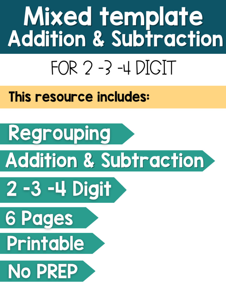 For 2 - 3 - 4 Digit: Addition & Subtraction | PDF