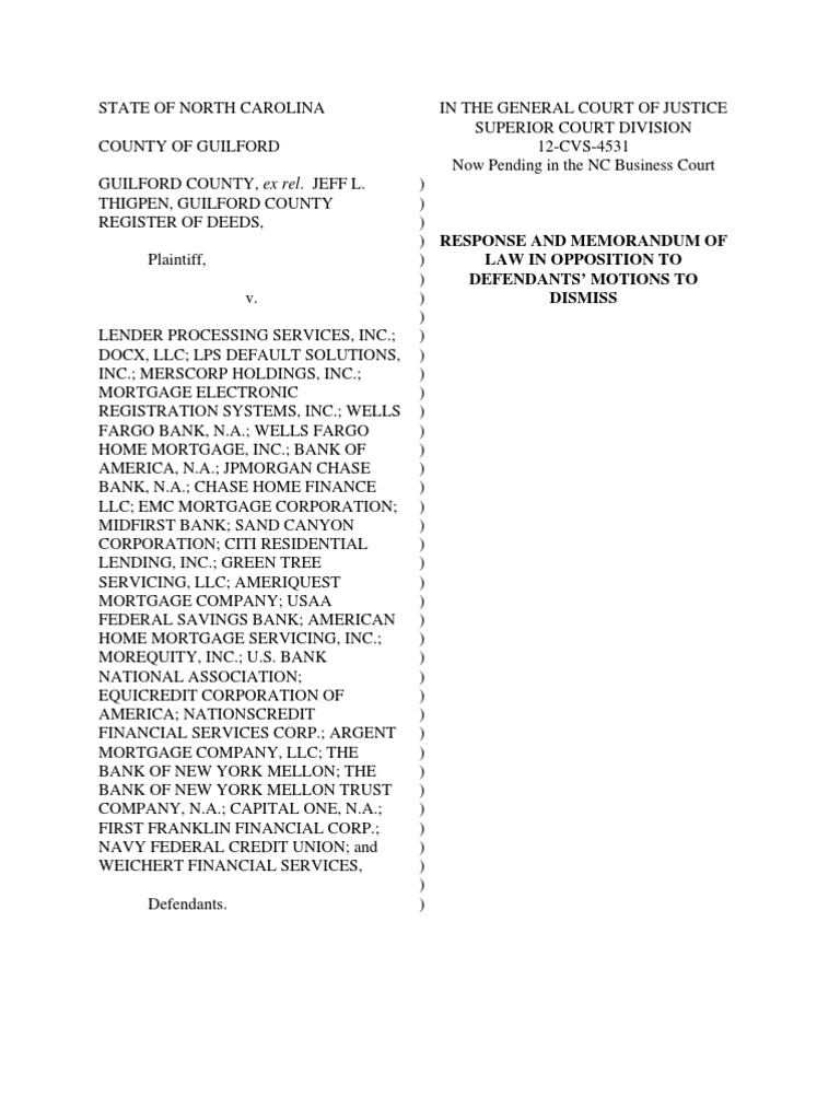 Response and Memorandum of Law | PDF | Standing (Law) | Federal Rules ...