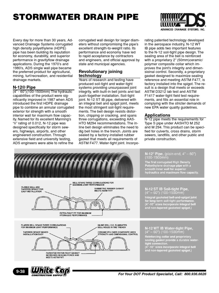 ADS Corrugated Polyethylene Pipe | Pipe (Fluid Conveyance) | Drainage ...