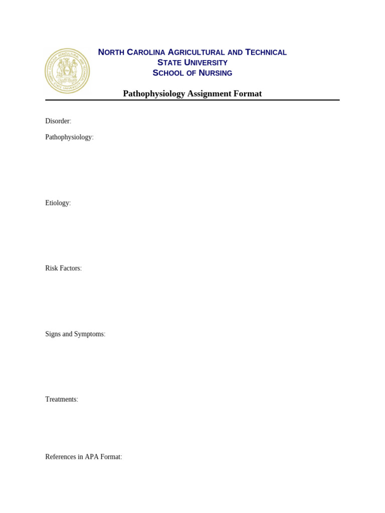 Pathophysiology Assignment Format | PDF