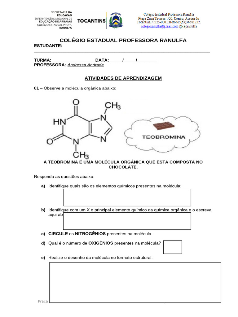 Atividade Química Orgânica - Ruan Carlos - 3301 - 1 | PDF