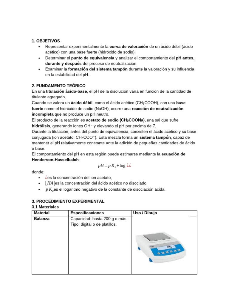 Laboratorio 7. Titulación Ácido Débil y Base Fuerte | PDF | Ph ...