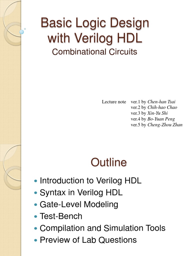 Basic Logic Design With Verilog Hdl Combinational Circuits Pdf Hardware Description 