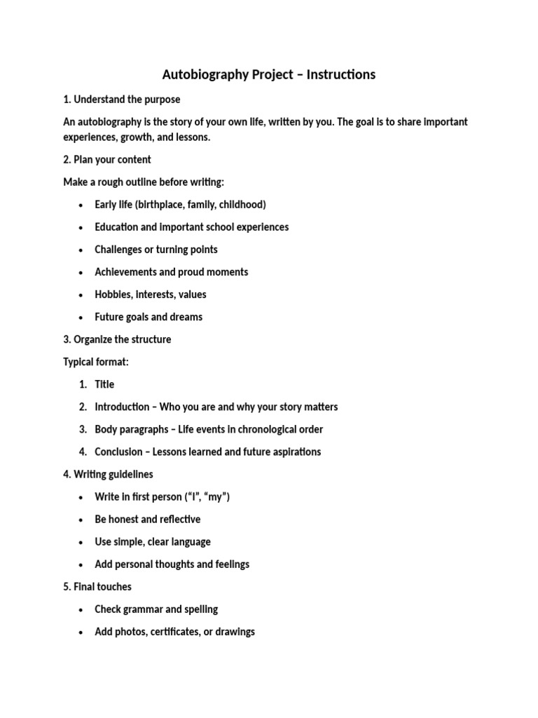 Autobiography Project | PDF