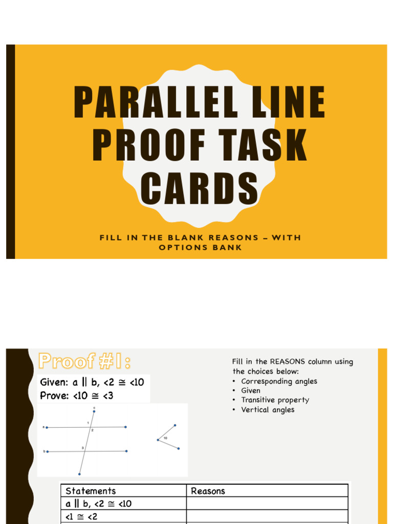 Suraj Vemulapalli - ParallelLineProofsTaskCards-1 | PDF