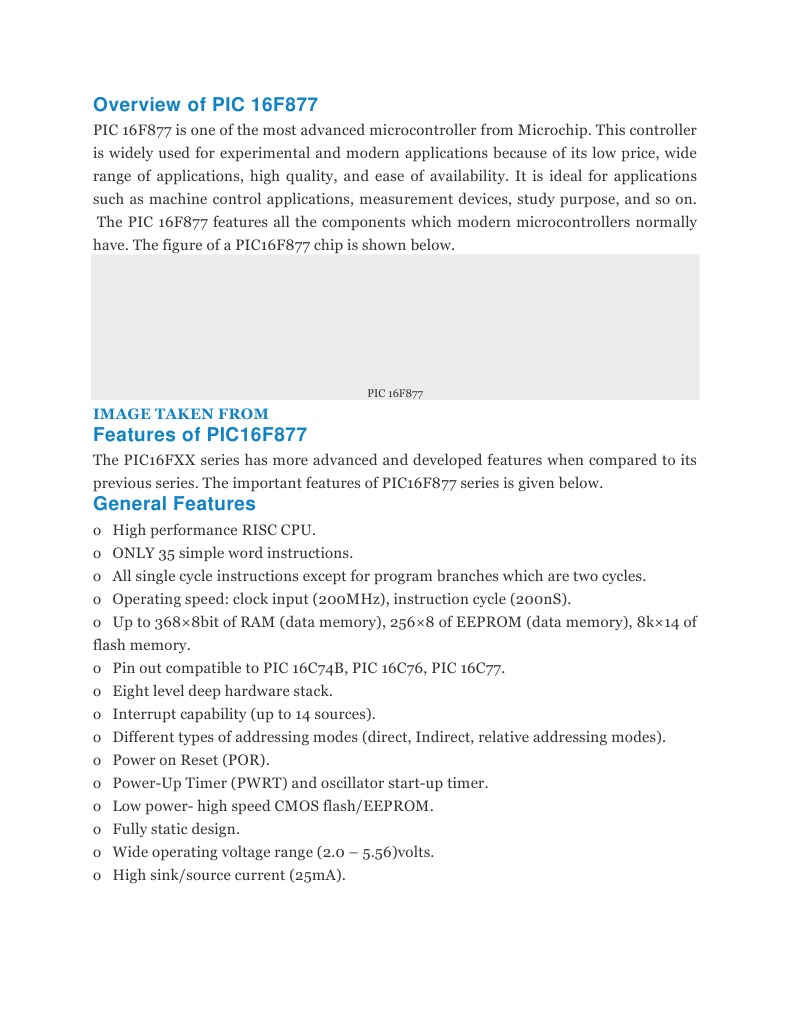 Overview of PIC 16F877 | PDF