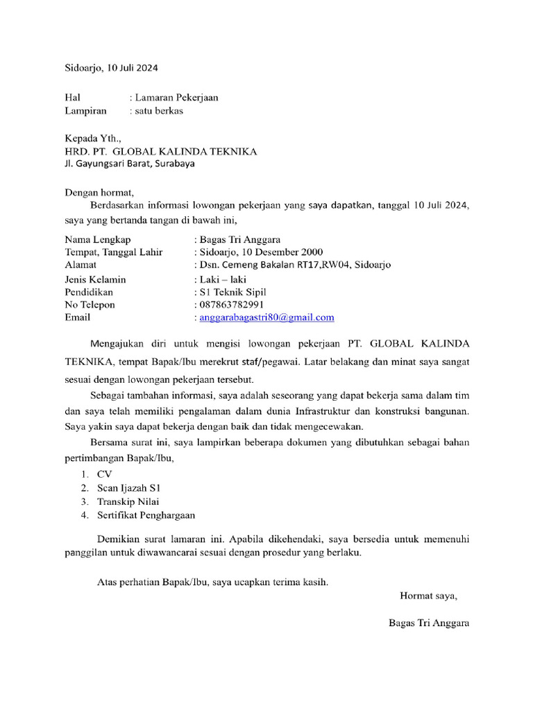 CV - Bagas Tri Anggara | PDF
