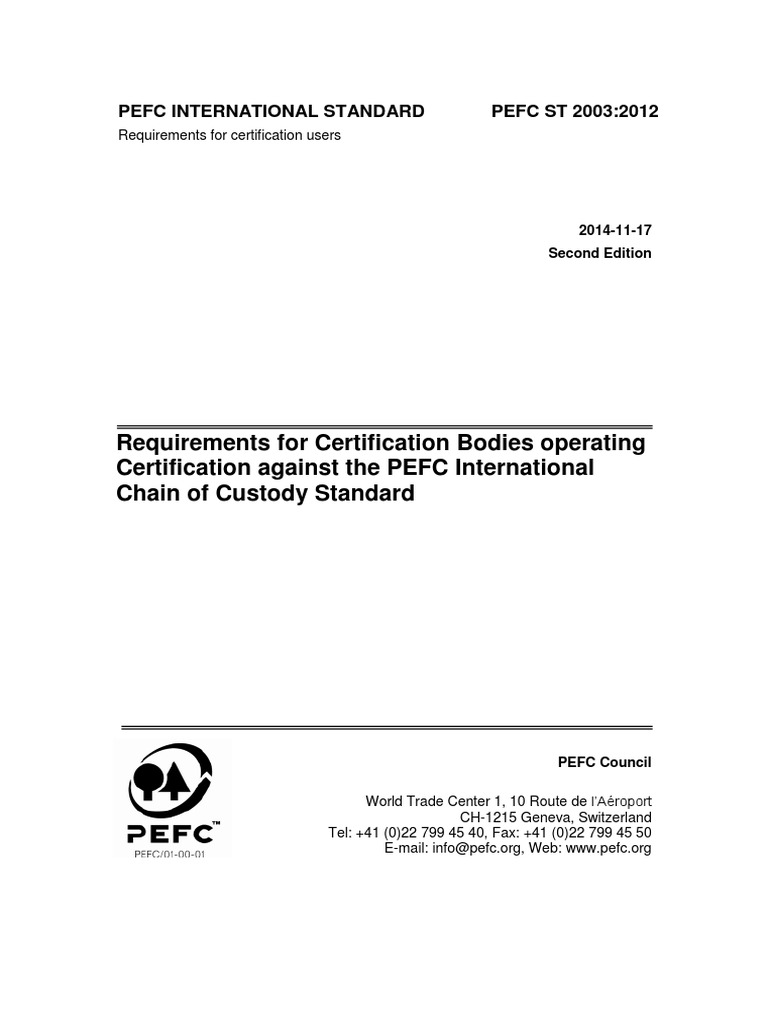 PEFC ST 2003-2012 - CB Requirements (Chain of Custody) | PDF ...