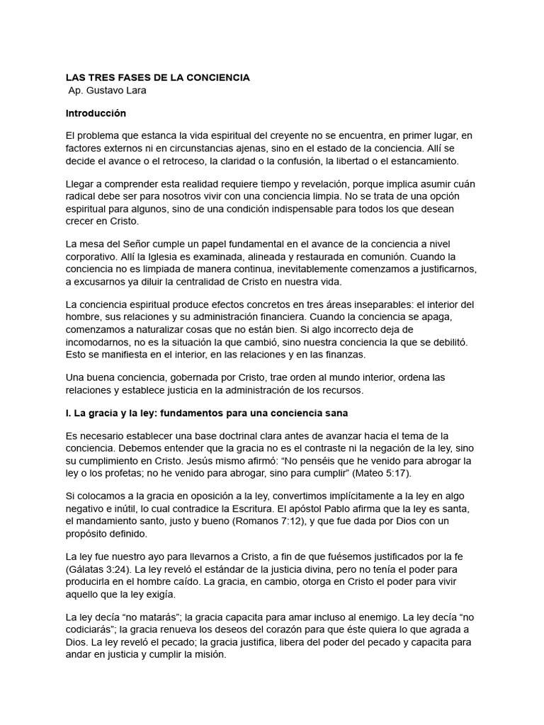 Las Tres Fases de La Conciencia | PDF | Epístola a los romanos | Gracia ...