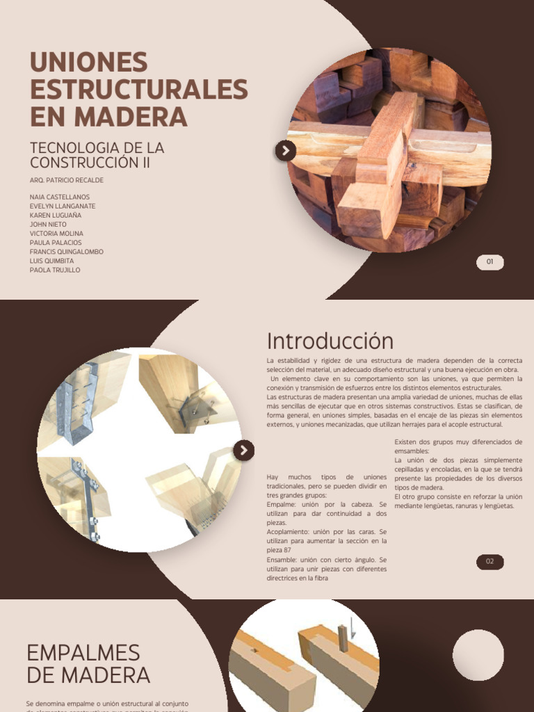 GRUPO 1 - Tipos de Uniones de Madera | PDF | Madera | Tornillo
