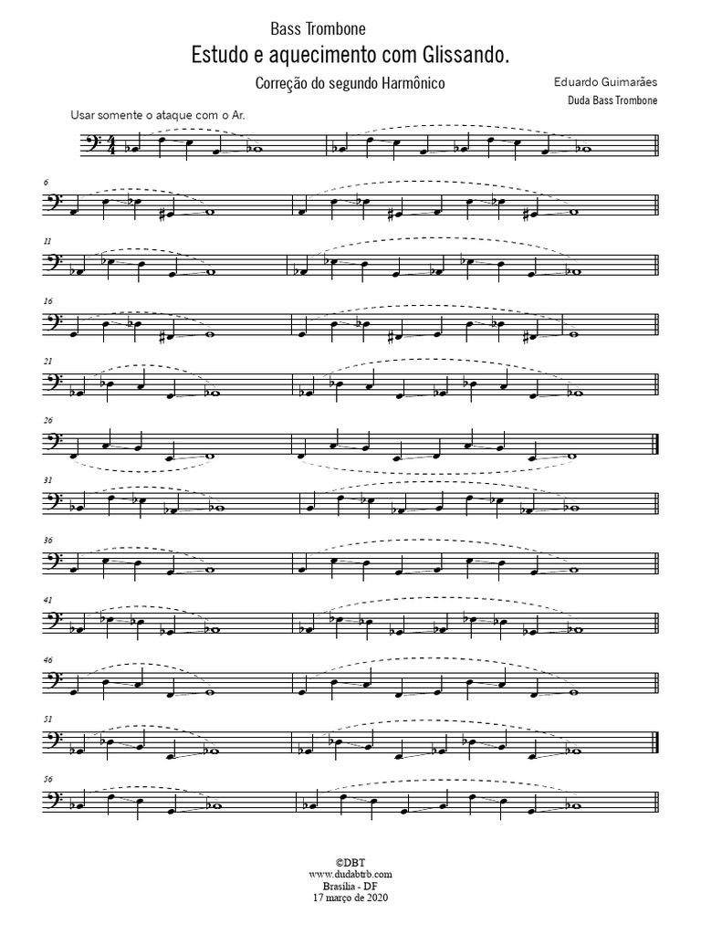 Estudo e Aquecimento Com Glissando - Bass Trombone | PDF
